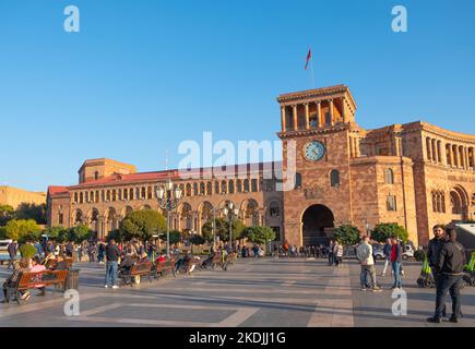 Yerevan, Armenia, October 23rd, 2022. Beautiful sunset light on ...