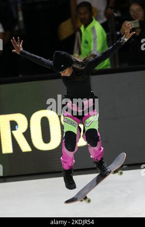 Rayssa Leal of Brazil competes during the women quarterfinals at the ...