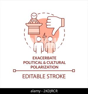 Exacerbate political and cultural polarization concept icon Stock ...