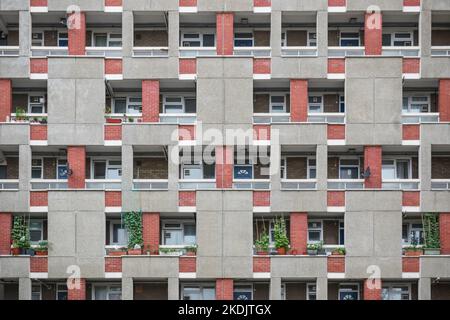 Facade of George loveless house, a huge council housing block in Dorset ...