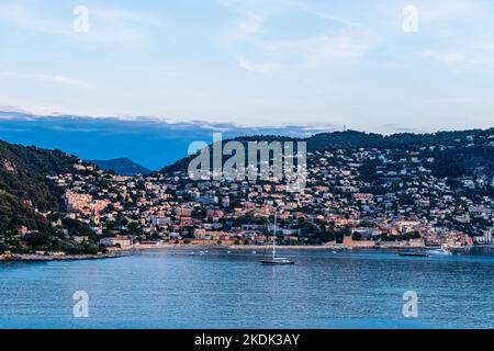 Sunrise over Harbor and Bay of Villefranche-sur-Mer, French Riviera ...