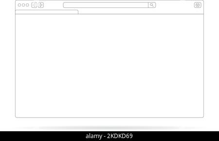 An empty browser window in black on a light background. Website layout ...