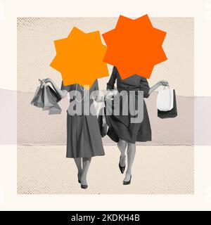 Shopping activity. Sales. Contemporary art collage of beautiful ...