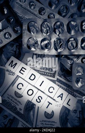 Medical cost wording sentence concepts in black and white Stock Photo ...