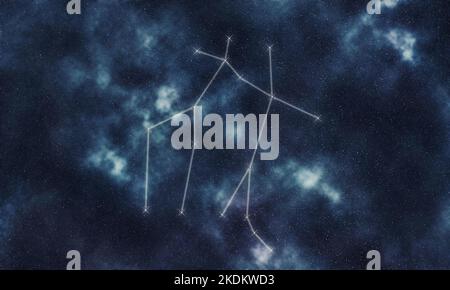 Gemini constellation, Cluster of stars, Castor & Pollux, Twins constellation Stock Photo - Alamy