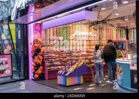 candy store jamin on the shopping street Hohe Strasse, Cologne, Germany ...