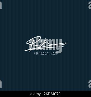 RV Letter Signature Logo Template elegant design logo. Hand drawn ...