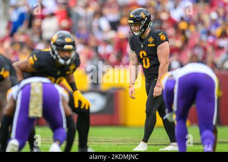 Washington Commanders place kicker Joey Slye (6) kicks a successful ...