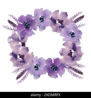 Bouquet. Watercolor wildflowerst. Purple flowers clipart. Floral clip ...