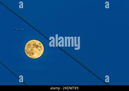 Wien, Vienna: full moon and plane in , Wien, Austria Stock Photo - Alamy