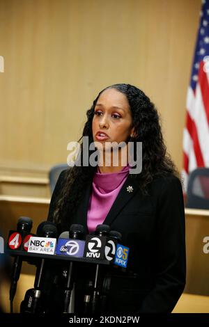 San Francisco District Attorney Brooke Jenkins speaks during a press ...