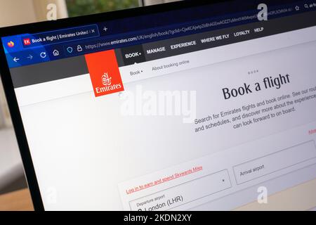 Flight booking website page for Emirates is one of two flag carriers of ...