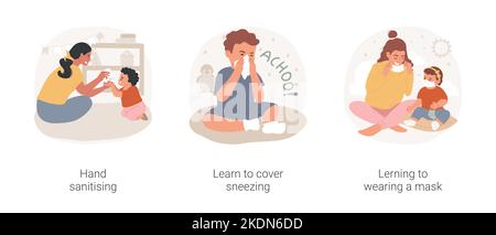 Self-care and personal hygiene skills for kids isolated cartoon vector ...