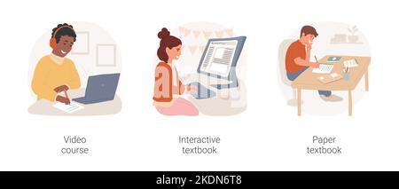 Types of study materials isolated cartoon vector illustration set Stock ...