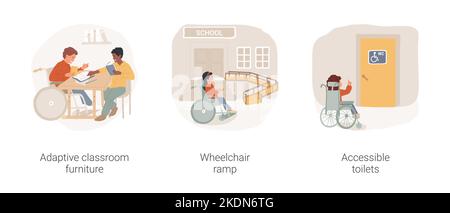 Adaptive classroom furniture isolated cartoon vector illustration ...