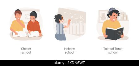 Cheder school isolated cartoon vector illustration. Traditional Cheder ...