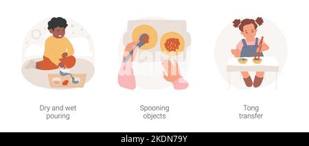 Spooning objects isolated cartoon vector illustration. Preschool ...