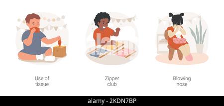 Montessori practical life skills isolated cartoon vector illustration ...