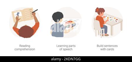 Learning parts of speech isolated cartoon vector illustration. Identify ...