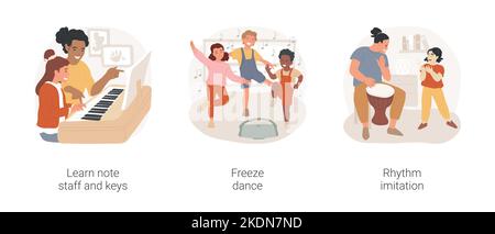 Learn note staff and keys isolated cartoon vector illustration. Child ...