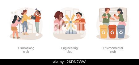 Environmental club isolated cartoon vector illustration. Recycling bins ...