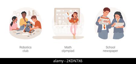 Robotics club isolated cartoon vector illustration. Group of young ...