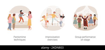 Pantomime techniques isolated cartoon vector illustration. Art ...
