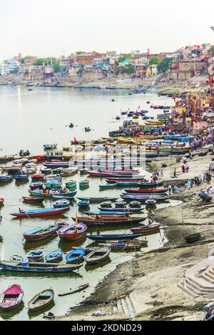 Varanasi, India - May 4, 2012: Ganjes river at sunrise, Varanasi, India ...