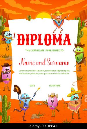 Cartoon vitamin K, Wild West cowboy character in hat with lasso, vector ...