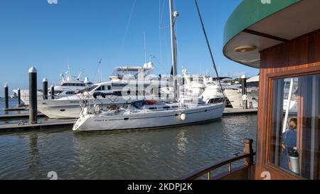 Boats moored at the Crystalbrook Superyacht Marina, Dickson Inlet, Port ...