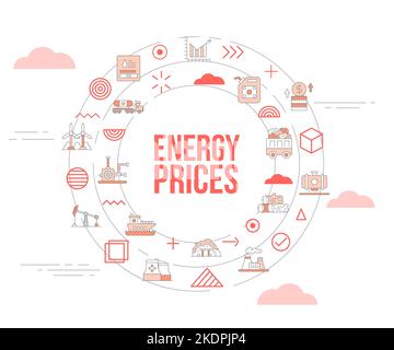 energy prices concept with icon set template banner with modern blue ...