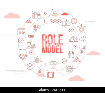 role model concept with icon set template banner with modern blue color ...