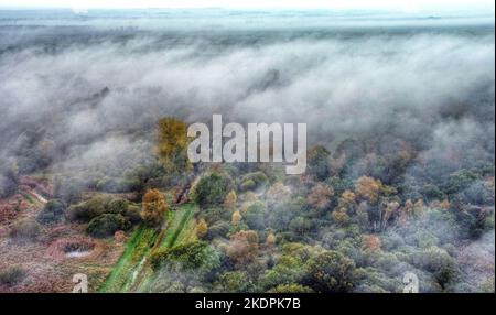 Ramsey, UK. 06th Nov, 2022. The Rothschild Bungalow seen beneath low ...