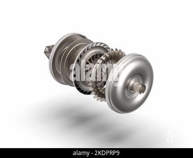 Car torque converter isolated on white background. Explode view with a ...