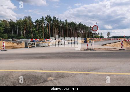 Construction site of S7 major road in Poland, part of European route ...