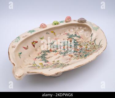 Antique Japanese Kyoto Satsuma Pottery Awabi Abalone Shell Form Dish 25 ...