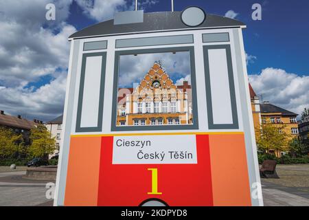 Photo tram board in front of Town Hall building on Czechoslovak Army ...