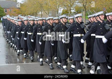 Royal Navy sailors march as they rehearse at HMS Excellent, Portsmouth ...