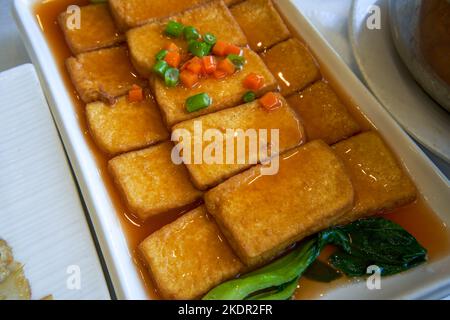 A delicious Chinese dish, farmhouse tofu with braised sauce Stock Photo ...