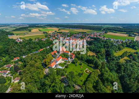 Aerial view to Altenstadt and Illereichen with its beautiful little ...