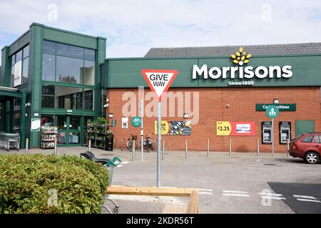 Entrance to Morrisons Wisbech Cambridgeshire Stock Photo - Alamy