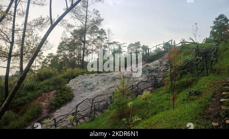 stairs, green grass and sulfur rocks in a tourist spot Stock Photo - Alamy
