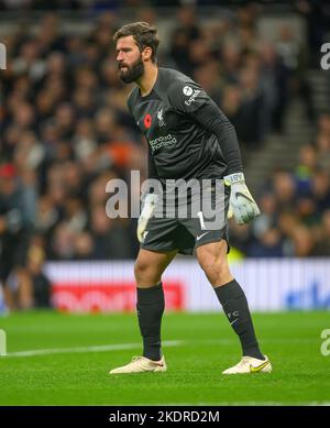 Liverpool goalkeeper Alisson during the Premier League match at Anfield ...