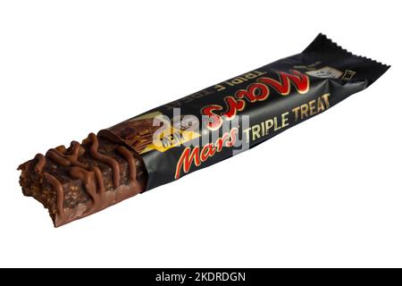 Bar of new Mars Triple Treat chocolate bar fruit, nut & chocolate ...