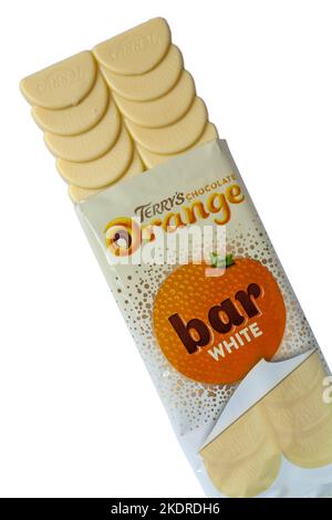 Terry's chocolate orange white chocolate bar opened to show contents ...