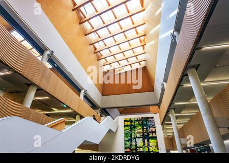 The modern stylish wood-based architecture inside The Hive, a combined ...