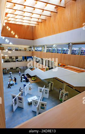 The modern stylish wood-based architecture inside The Hive, a combined ...