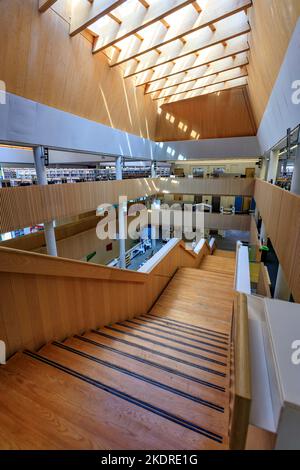 The modern stylish wood-based architecture inside The Hive, a combined ...