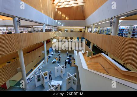 The modern stylish wood-based architecture inside The Hive, a combined ...