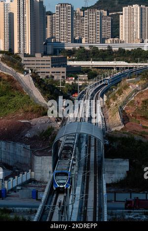 Chongqing metro to jump the pier line rail transit Stock Photo - Alamy